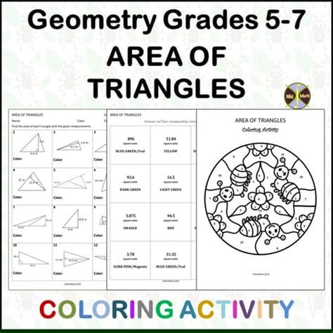 Geometry Grades 5 7 Area Of Triangles Coloring Activity Color By Code