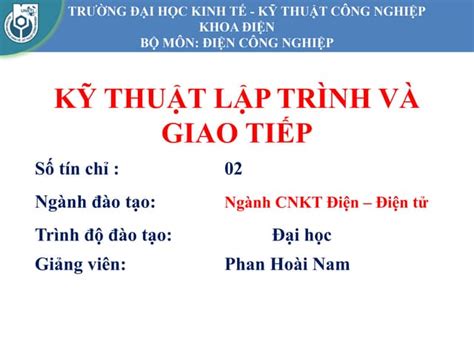 Bai giang ky thuat lap trinh giao tiep | PPT