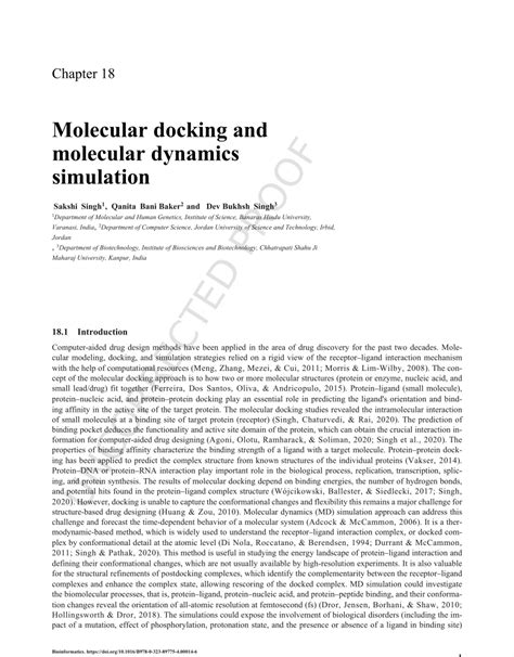 Pdf Molecular Docking And Molecular Dynamics Simulation