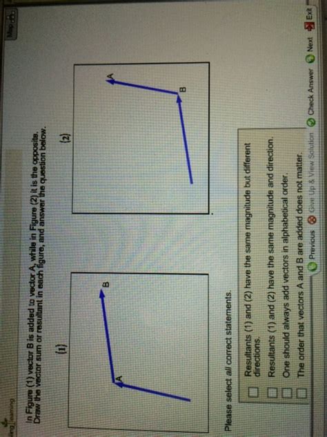 Solved In Figure Vector B Is Added To Vector A While In Chegg