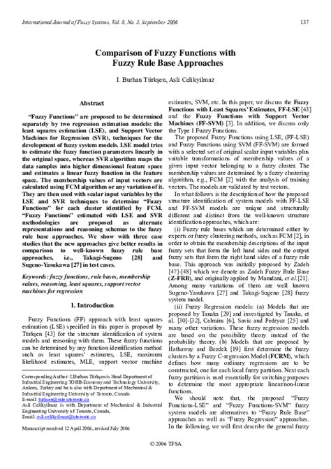 pdf comparison of fuzzy functions with fuzzy rule base approaches