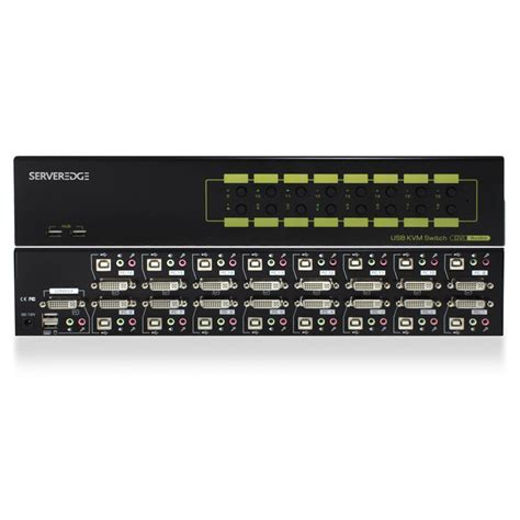 16 Port Dvi Usb Kvm Combo Switch With Audio Mic And Usb Hub 2 0