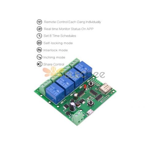 eachen st dc4 wifi 4 way relay module inching momentary self locking interlock switch module