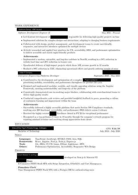 Resume Review Seeking Feedback For Sde 2 Frontend 3 Yoe R