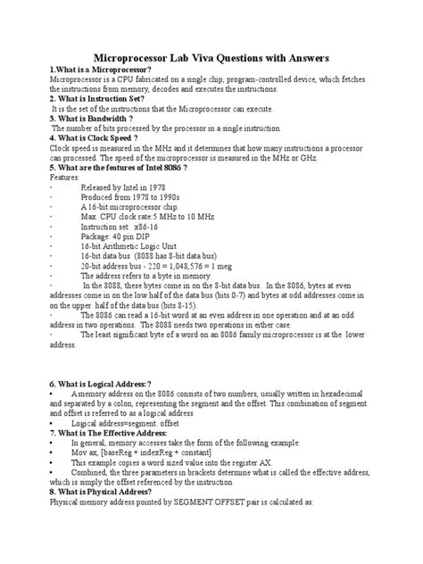 Microprocessor Lab Viva Questions With Answers Pdf