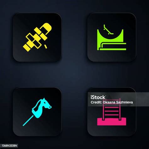 스웨덴 벽 홉스코치 장난감 말 스케이트 공원을 설정합니다 검은 색 사각형 버튼 벡터 거리에 대한 스톡 벡터 아트 및 기타 이미지 Istock