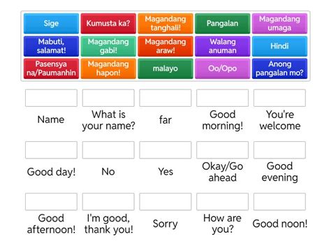 Basic Words And Phrases In Tagalog Pagtutugma