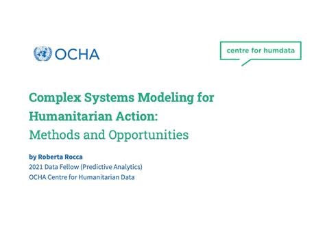 Complex Systems Modeling For Humanitarian Action The Centre For Humanitarian Data