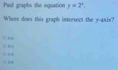 solved paul graphs the equation y 2 x where does this graph intersect