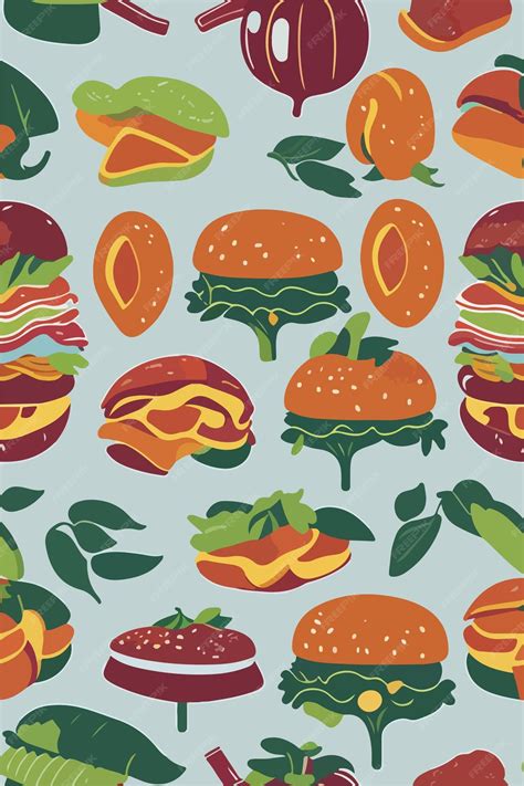 Premium Vector Burger Assembly Vector Illustration Of Ingredients Pattern