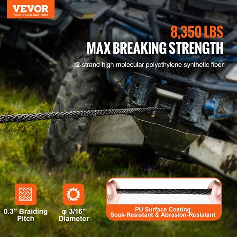 38 Synthetic Winch Rope Vevor Synthetic Winch Rope316 Inch X 50 Feet