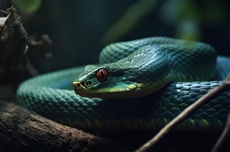 Premium AI Image Green Tropical Snake Neural Network AI Generated