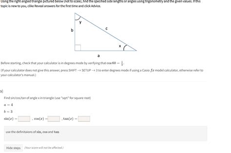 Solved Using The Right Angled Triangle Pictured Below Not