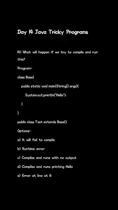 Java Tricky Programs Day 14 🔥 Hg Coding Codelife Javaprogramming Codeforlife Java Python