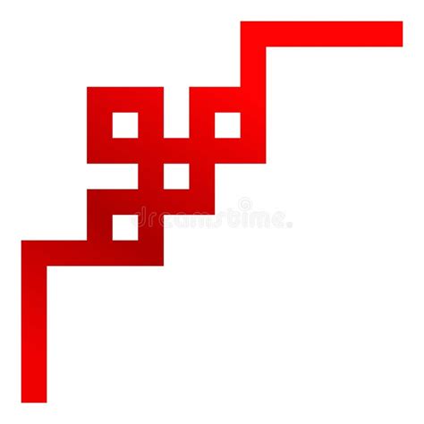 Red Abstract Geometric Shape Forming A Border On White Background Stock