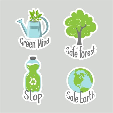 Premium Vector Set Of Environmental Awareness Stickers With Slogan