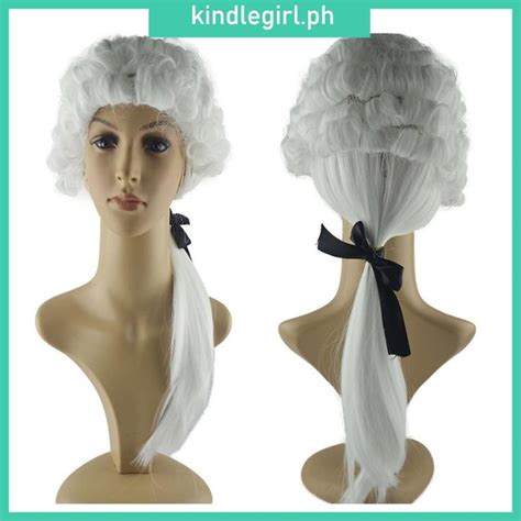 King 1700s Colonial Wig White Powdered Wig Women Men Historical Costume