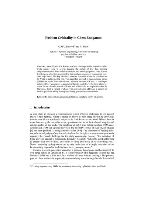 Pdf Position Criticality In Chess Endgames Core · Position Criticality In Chess Endgames G