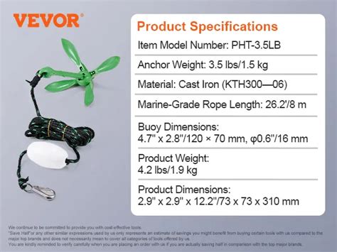 Vevor Kayak Anchor Kit 35 Lb Paddle Board Anchor Kit With 262 Ft8 M