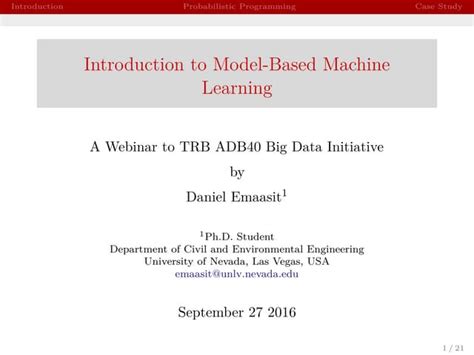 Introduction To Model Based Machine Learning For Transportation Ppt