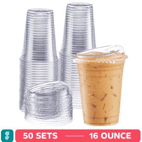 Stock Your Home 16 Oz Clear Plastic Cups With Lids Disposable