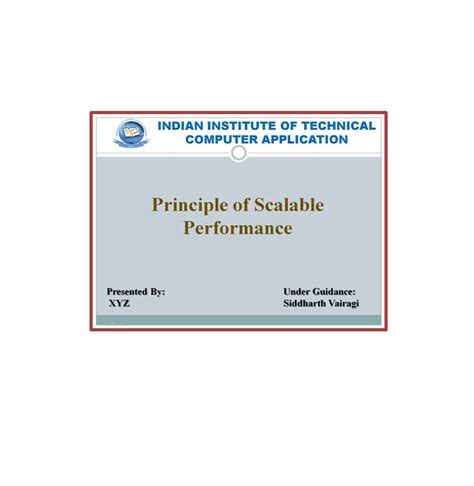 Principle Of Scalable Performance Presentation Report Ppt Digital