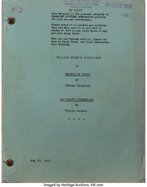 detective story first draft script movie tv memorabilia lot 1825