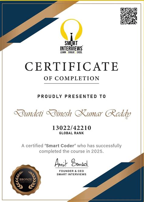 Smartinterviews Dsa Problemsolving Coding Dundeti Dinesh Kumar Reddy