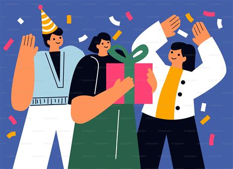 선물 상자를 들고 있는 한 무리의 사람들 벡터 Unsplash의 축하 이미지