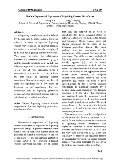 double exponential expression of lightning current waveforms pdf