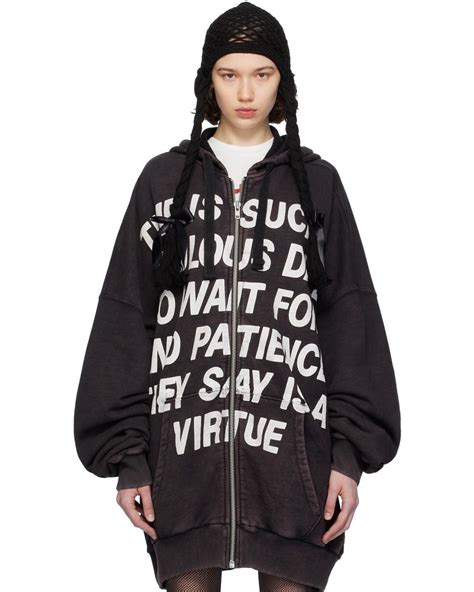 Vaquera Giant Zip Hoodie In Black Lyst