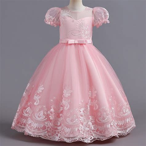 여아용 자수 버블 슬리브 레이스 롱 드레스 공주 생일파티 이브닝 드레스 2022 신상 Aliexpress