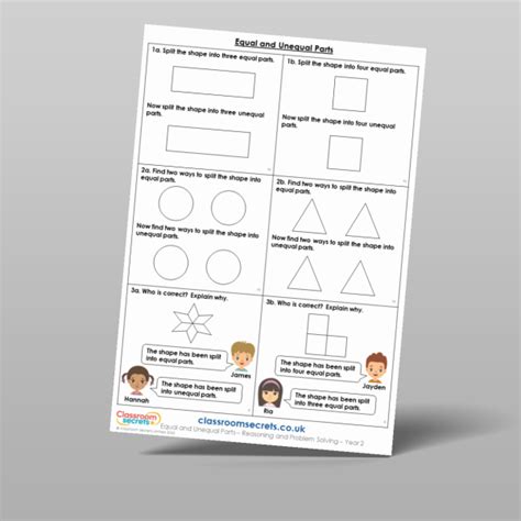 year 2 equal and unequal parts reasoning and problem solving resource