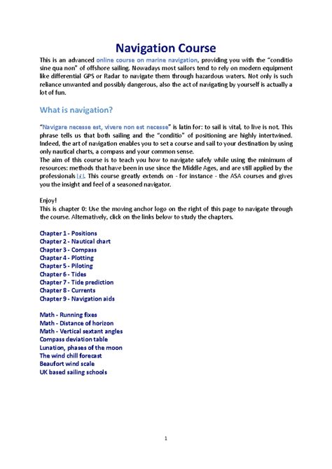 Navigation Course Engineering Navigation Course This Is An Advanced