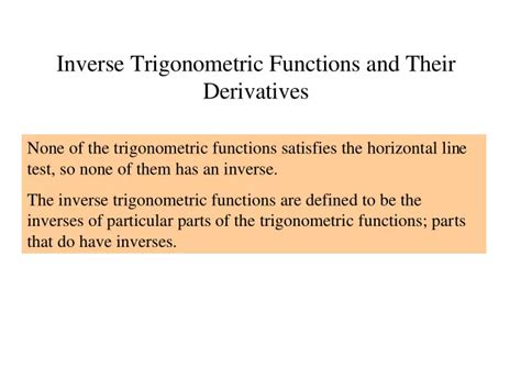 Ppt Inverse Trigonometric Functions And Their Derivatives None Of