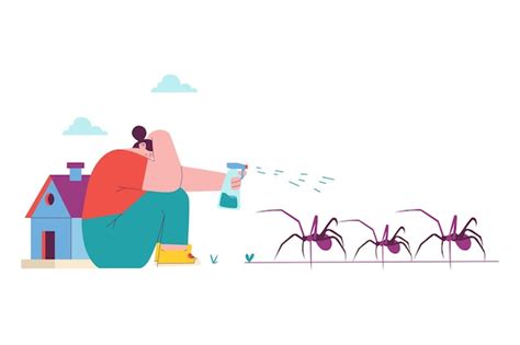 Premium Vector A Woman Trying To Chase Away The Spider