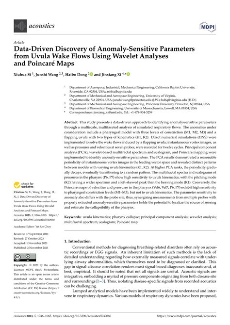 Pdf Data Driven Discovery Of Anomaly Sensitive Parameters From Uvula Wake Flows Using Wavelet