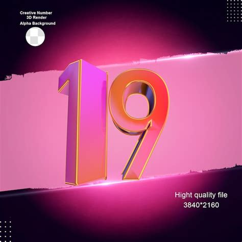 Premium Psd Pink 3d Number 19 For Design