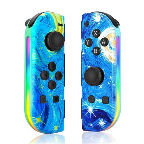 Wireless Joycons Controller For Nintendo Switch With Rgb Lights Left And Right Handles