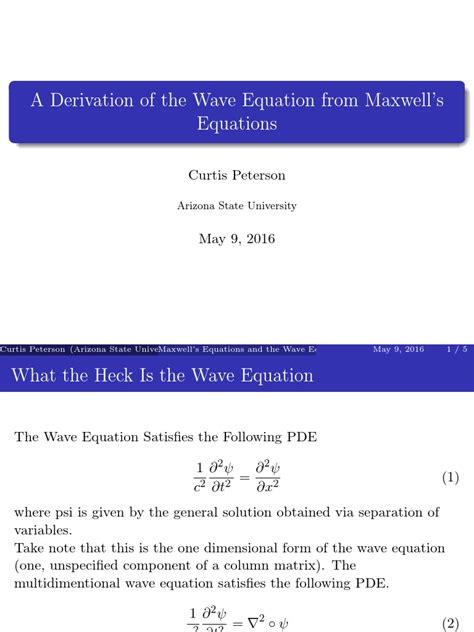 Maxwells Equations And The Wave Equation Pdf Maxwells Equations Wave Equation