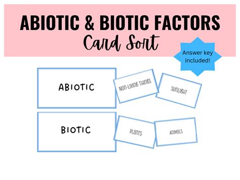 Abiotic And Biotic Factors Card Sort Activity Teaching Resources