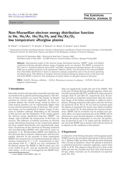 Pdf Non Maxwellian Electron Energy Distribution Function In He Hear