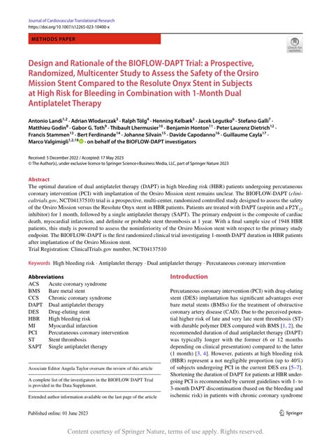 Design And Rationale Of The Bioflow Dapt Trial A Prospective