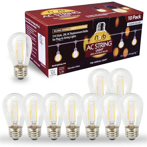 Elecwish Norbstring 2w Equivalent Warm White Less Than 2700k 10 Pack Replacement S14 Ac String