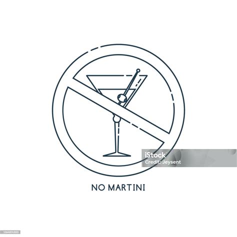 컨셉 디자인의 라인 아트 스타일의 유리 마티니 그래픽 요소를 금지합니다 알코올이 없습니다 그래픽 개요 레이블입니다 현대 의 얇은 윤곽 라인 디자인 개념 기호 아이콘을