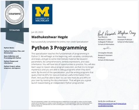 Madhukeshwar Hegde On Linkedin Pythonprogramming Coursera Python3