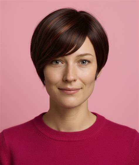 Pixie Cut With A Side Swept Fringe That Frames The Face