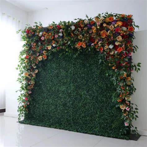 Plastic Artificial Flower Grass Wall Green Wedding At Rs 100sq Ft In