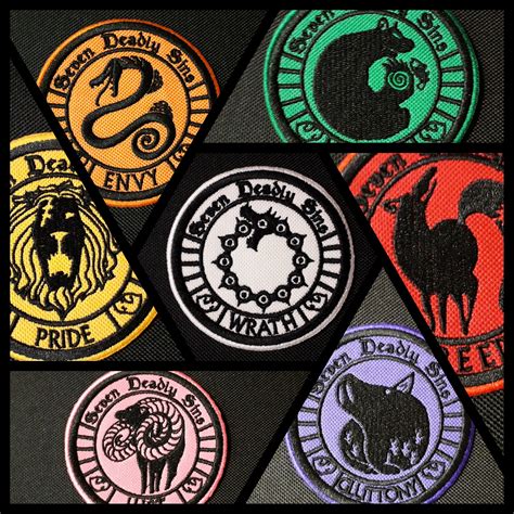 7 Deadly Sins Symbols Patches From Nanatsu No Taizai Etsy