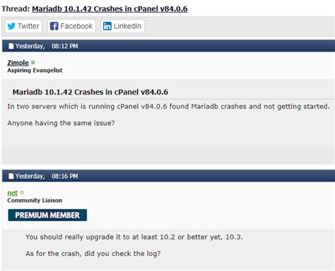 MariaDB Crashing Error On CPanel MDEV 20987 Reason Fix